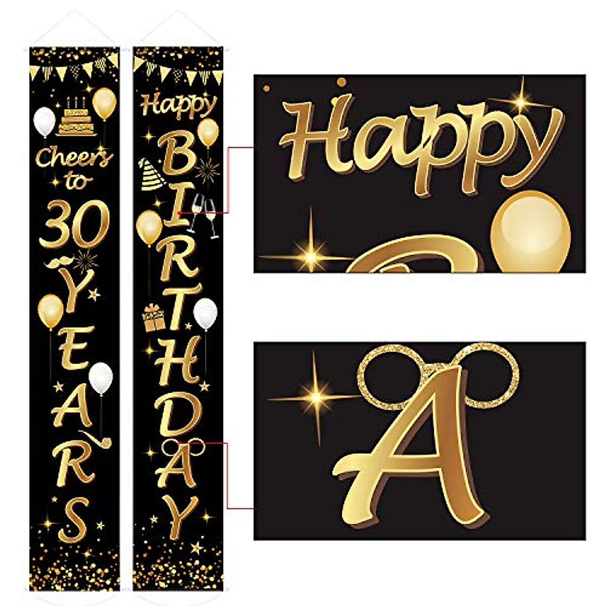 2 Pieces 30th Birthday Party Decorations Cheers to 30 Years Banner 30th Party Decorations Welcome Porch Sign for 30 Years Birthday Supplies (30th Birthday)
