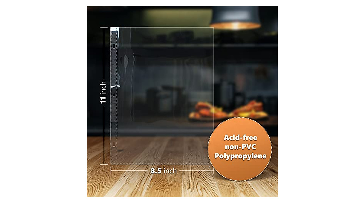 Recipe Sheet Protectors - 25 Clear Plastic Sleeves