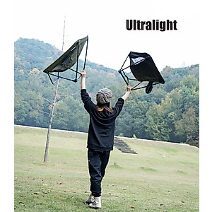 iClimb Low Ultralight Compact Camping Folding Chair with Side Pocket and Carry Bag (Green)