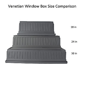 The HC Companies 18 Inch Venetian Rectangular Window Planter Box - Lightweight Plastic Indoor Outdoor Plant Pot with Drainage for Windowsill, Herbs, Flowers, Black