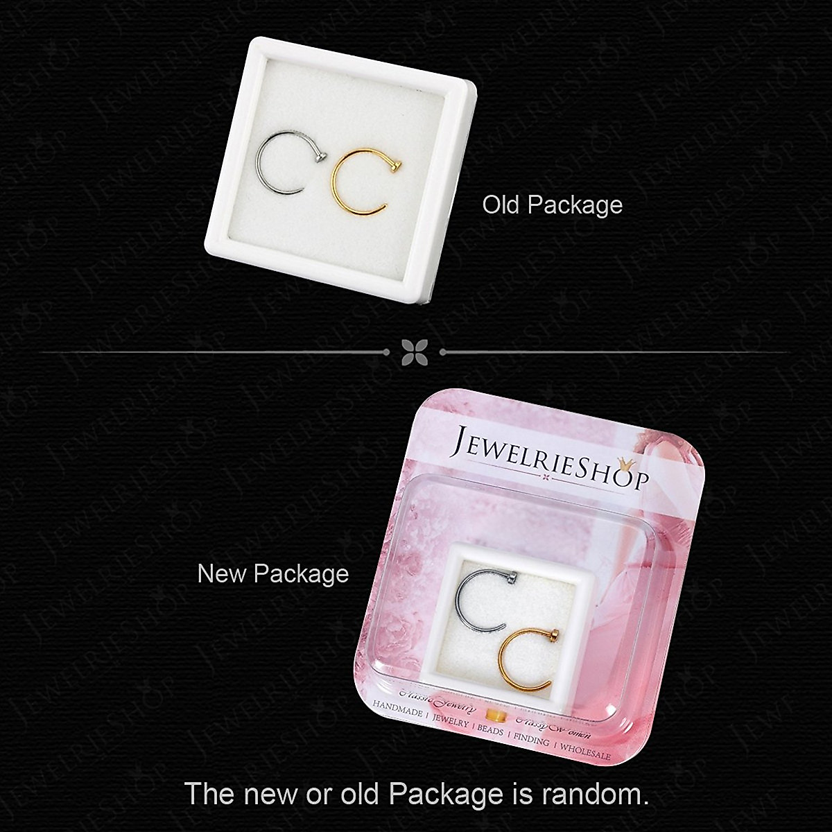 JEWELRIESHOP Nose Rings Hoop 20G Stainless Steel Nose Piercing Jewelry Fake Lip Hoop Rings for Women Men (2pcs,8mm,Steel,Gold Tone)