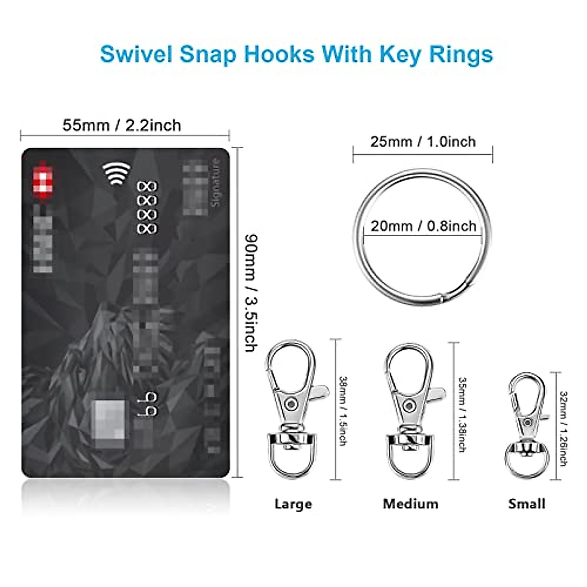 YHYZ Keychain Key Chain Rings Clips Swivel Bulk (40pcs), Small + Medium + Large, Swivel Lanyard Snap Hooks (Lobster Claw Clasp) with Rings, for Keychain Crafts Resin, Lanyard, Bag, Purse,Tag