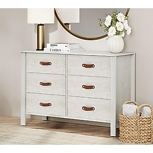 WAMPAT Kids Dresser for Bedroom, White Dresser with 6 Drawers, Baby Closet Storage Organizer Dressers & Chest of Drawers for Nursery, Living Room, Hallway