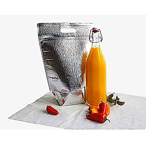 Insulated Easy Zip Lock Resealable Aluminum Sandwich Bag - Reusable Thermal Lunch Snack Bento Picnic Hot & Cold Pouch (5pcs, Small - 9.8 x 13.5 Inch)