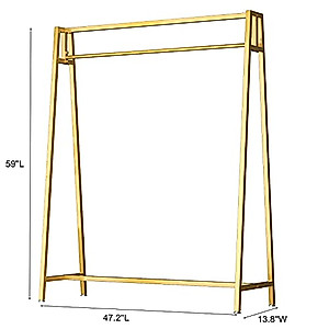 HOMEKAYT Gold Clothing Racks for Hanging Clothes,Modern Metal Heavy Duty Garment Rack,Portable Retail Display Rack Iron Clothing Racks 47''L 59''H-Gold