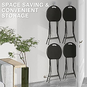 TAVR Portable Folding Stool 18.1 inch Set of 2 Heavy Duty Fold up Stool Metal and Plastic Foldable Stool for Adults Kitchen Garden Bathroom Collapsible Round Stool,440lbs Capacity,Black