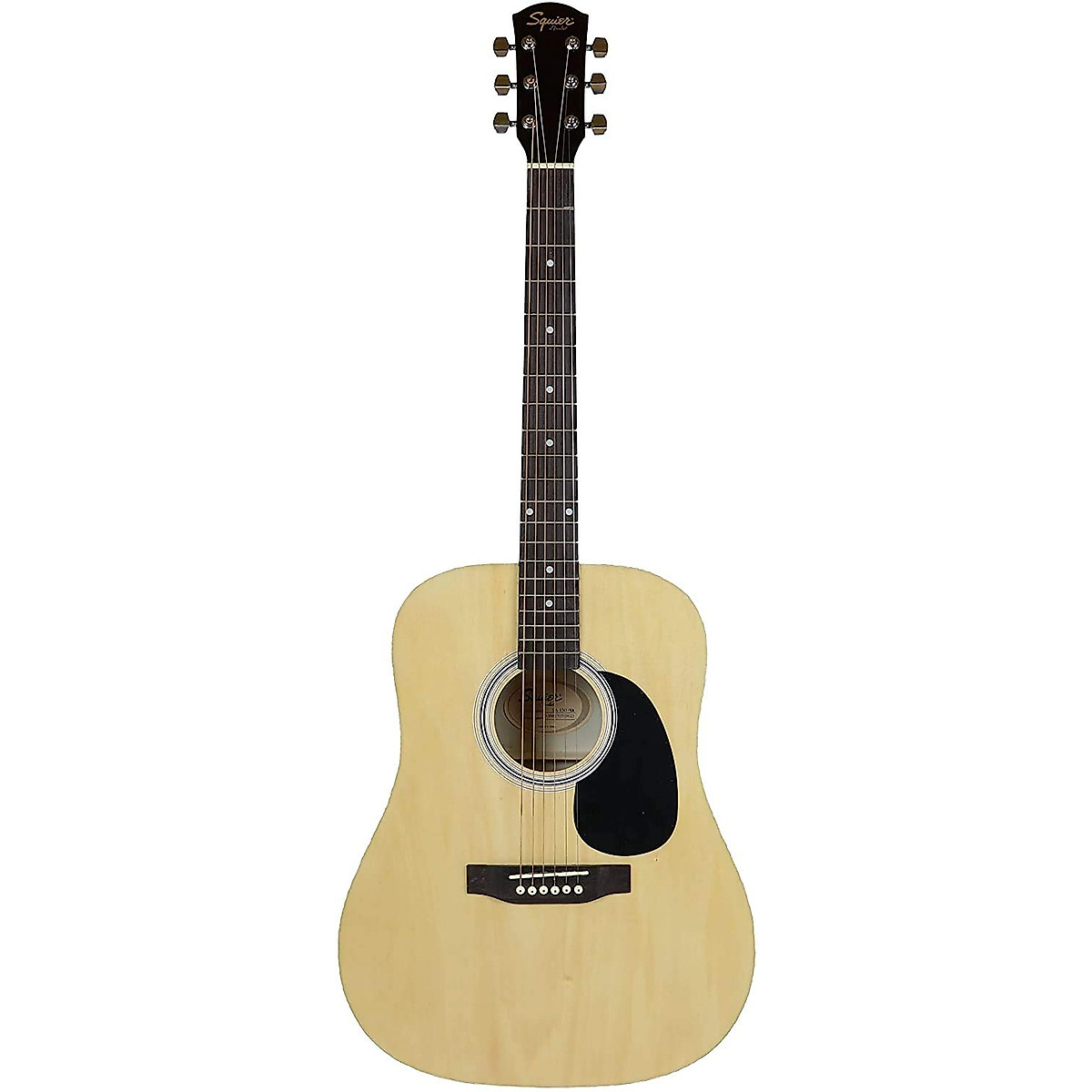 Fender Squier Dreadnought Acoustic Guitar - Natural Bundle with Gig Bag, Strap, Strings, Picks, Fender Play Online Lessons, and Austin Bazaar Instructional DVD