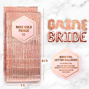 66 Piece Rose Gold Mega Bachelorette Party Decorations Kit, Fun Bridal Shower Decorations Pack, Bride to Be Sash, Rose Gold Cups, Veil, Bride & Ring Balloons, Premium Bridal Decorations for Shower