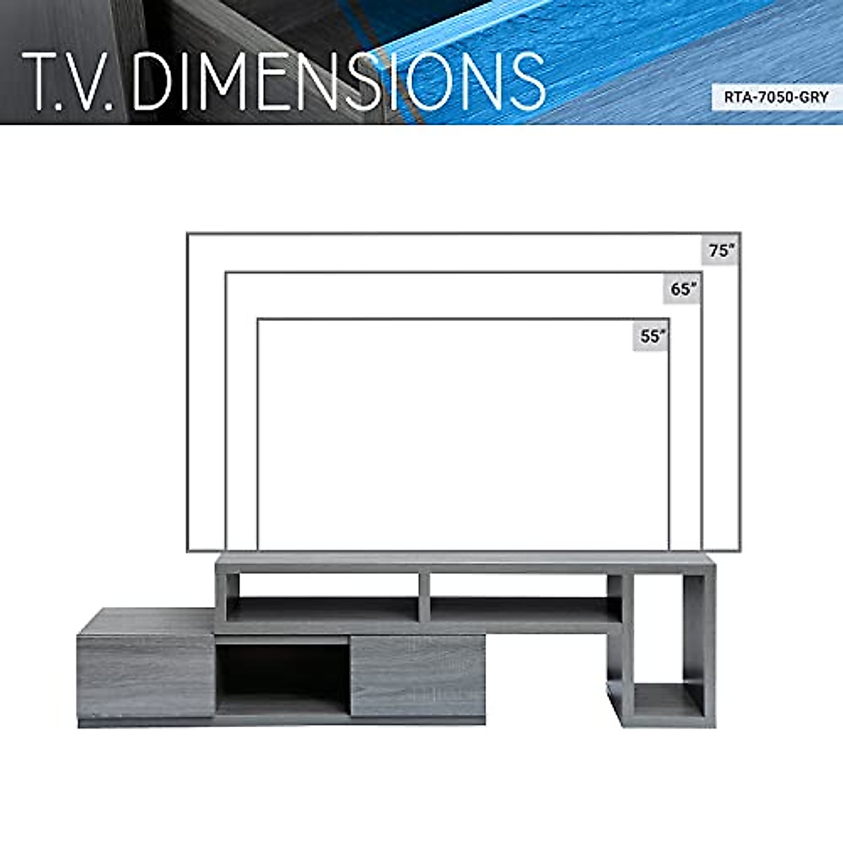 Adjustable TV Stand for 75 Inch TV, Modern TV Stand for Living Room with Storage, Expandable Base Entertainment Center Fits Screens up to 75" When TV is Measured Diagonally, Grey