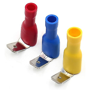 Baomain 1/4" Piggyback Spade Crimp Terminal Connector 0.5-6.0mm² 22-10 AWG Pack of 100