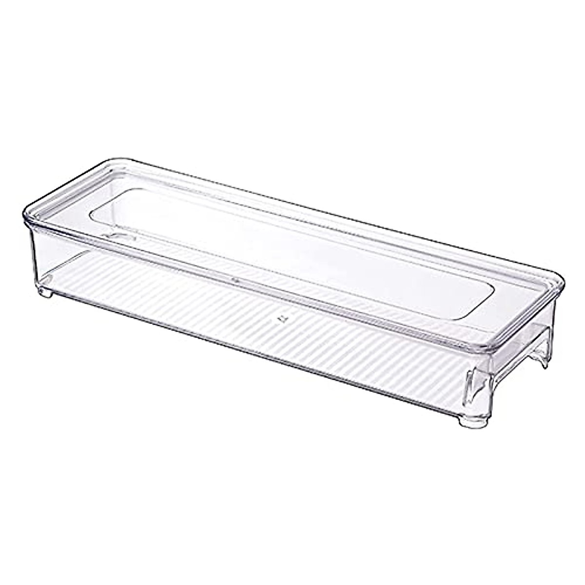 TIST Refrigerator Organizer Box with Lid, Clear Plastic Pantry Stackable Food Storage Box (Size : Small)