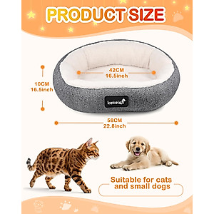 Hesiwondoo Heated Cat Bed Indoor with Adjustable Temperature Control, Heated Pet Bed for Small Dogs Auto Shutoff Soft & Cozy Donut Design, Waterproof & Flame-Retardant, Machine-Washable Cover