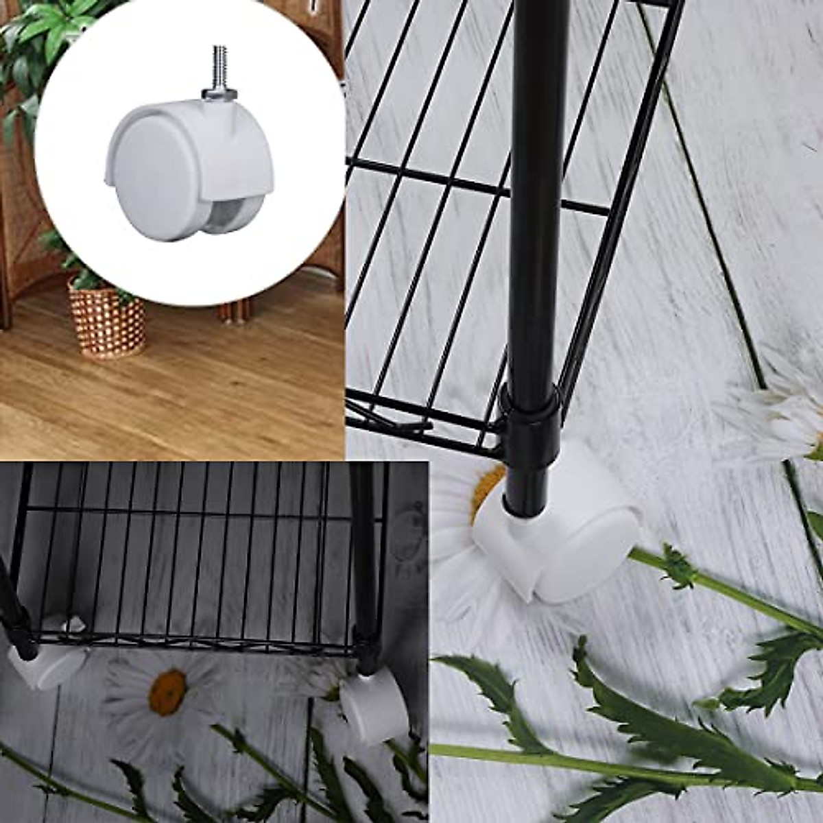 2" Stem Casters Replacement Casters Threaded Swivel Furniture Caster Wheels with Brakes 100Lbs (M6-1.0x15mm-White)