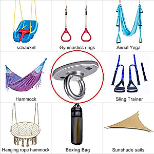 SELEWARE Ceiling Mounts Cast Stainless Steel Swing Hangers Wall Anchors Hanging Sensory Swing Yoga Swing Suspension Straps Patio Swing and more 2 Pcs