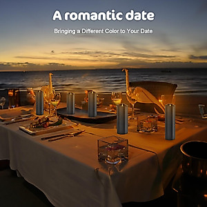 ALED LIGHT Black Real Wax Rechargeable Flameless Candles Flickering Realistic,Rechargeable LED Pillar Candles with Remote for Home Decor Idea Gift，Pack 5(D 2.2”X H 5”5.5”6”7”8”)