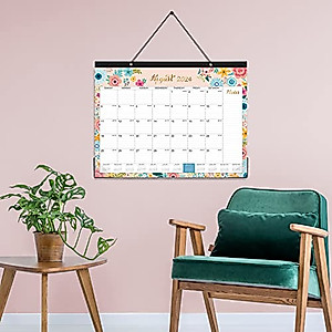 Desk Calendar 2023-2024 - Large Desk Calendar 2023-2024, Jul. 2023 - Dec. 2024, 22" x 17", Thick Paper with 18 Months, Corner Protectors, Large Ruled Blocks & 2 Hanging Hooks - Black Floral