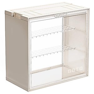 GOTO Clear Assemble Display Box, Doll Display Storage Case, Stackable Show Case for Pop Mart, Garage Kits, Action Figures, Lego, Collectibles, Toys, Cosmetics (1 Box with 2 Partitions)