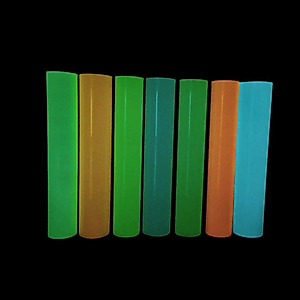 guangyintong Glow in The Dark Heat Transfer Vinyl Rolls, 12" x 5ft Luminous Green Iron on Vinyl for T Shirts, PU Elastic HTV Vinyl for All Cutter Machine Easy to Cut & Weed for Cool Costumes & Design