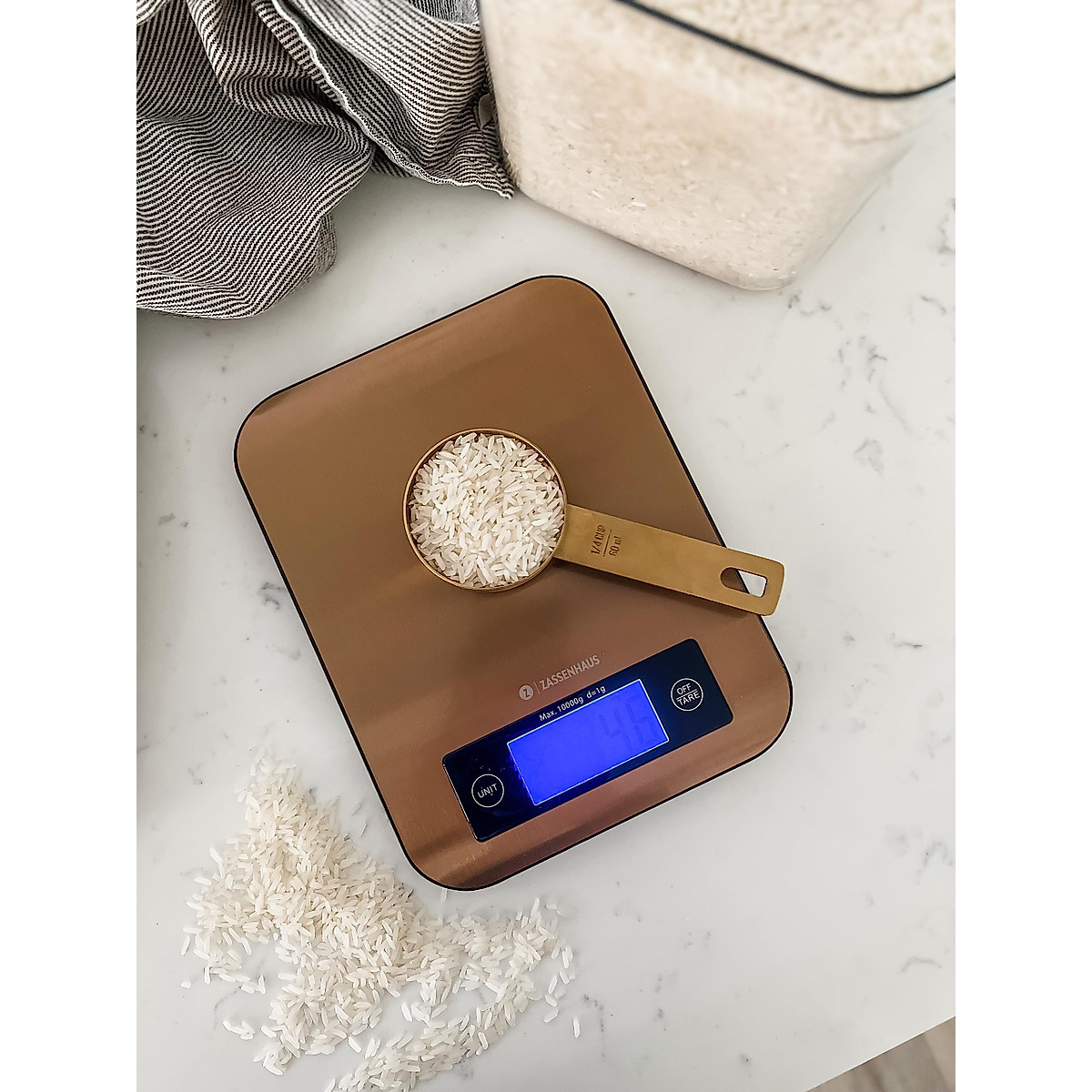 Zassenhaus Pure Digital Kitchen Scale, 9.3" x 6.9", Copper