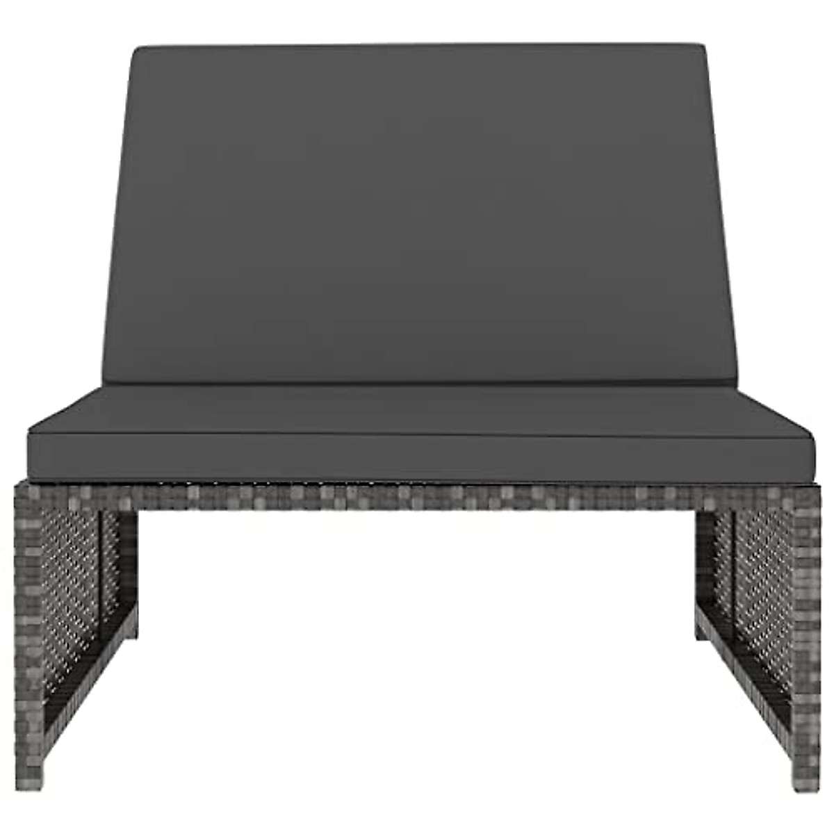 Natulvd Sun Loungers Set of 2 with Table, Adjustable Backrest Outdoor Patio Pool Lounge Chair, Rattan Reclining Chaise Lounger with Cushion - Gray