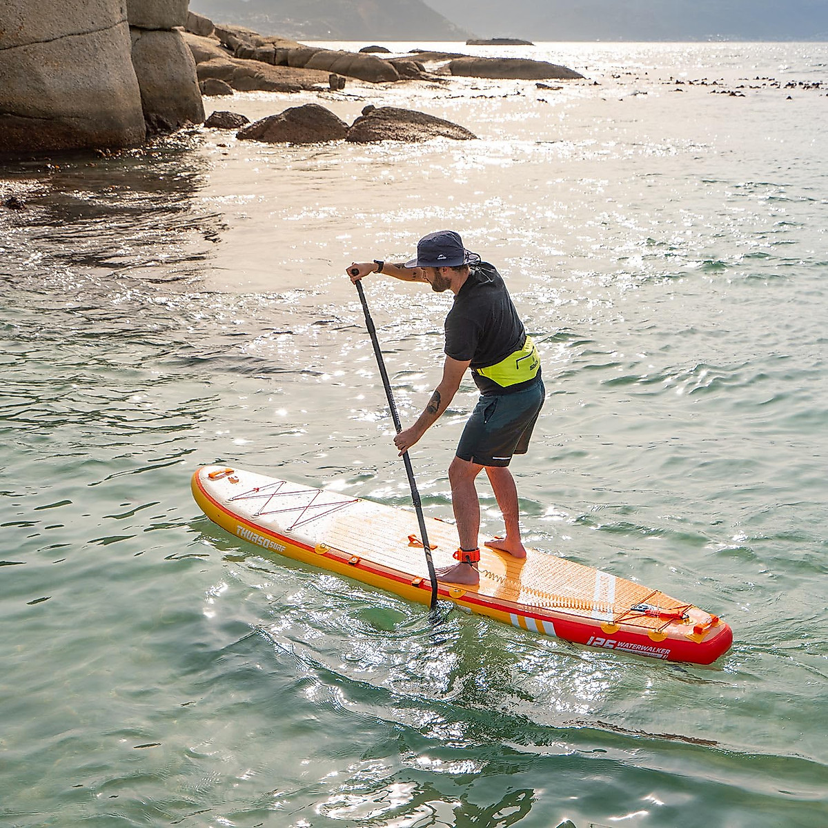 THURSO SURF Inflatable Stand Up Paddle Board All-Around SUP Waterwalker 126 10'6×31''×6'' Deluxe Package | Carbon Shaft Paddle | Roller Backpack | Dual Chamber Pump | Coiled Leash (Tangerine)