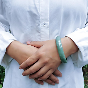 Taozyao 54mm Natural Green Jade Bracelet Bangle for Women Genuine with Certificate - Good Luck Bracelet - 100% Jade Stone Handmade Bracelets