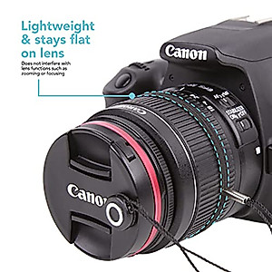 Foto&Tech Camera Lens Cap Keeper Holder with Elastic String Anti-Loss. Compatible with Canon, Nikon, Sony, Panasonic, Fujifilm, Pentax, Sigma DSLR SLR Evil Mirrorless Cameras Video Cameras (3 Pack)
