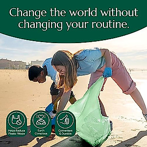 Cleanomic Compostable* Trash Bags with Drawstring (13 Gallon, 25 Units, Tall), BPI Certified For Kitchen Compost