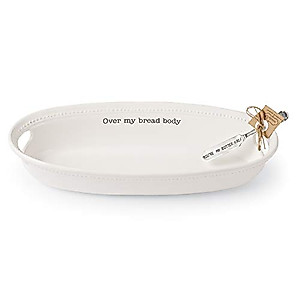 Mud Pie Farmhouse Inspired Serving Bowl Body Bread Basket Set, One size, White