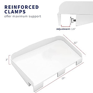 Bedside Shelf for Bunk Beds, Lofts & Bed Frames - Heavy Duty Storage Table and Tray Fits Laptops, Book & Drinks - Great for Students College Dorm Room & Kids Bedroom to Replace Nightstand (White)