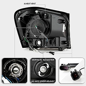 HH Building Headlight U-Bar Front Left Right Side Clear Lens Black Housing LED Tube -Shape Drl Projector Lamp B0504A_2004_2005_2006_04_05_06_C27 55077721AD 444-DDU04-LB-BK