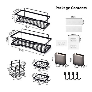 ZUIKEMX Shower Caddy, No Drilling Bathroom Organizers and Storage Racks, Rustproof, Large Capacity, Self Adhesive Shower Shelves for Bathroom Storage Organization, Home Decor, Kitchen