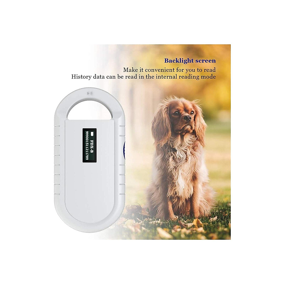 Liyeehao Handheld Pet Microchip Scanner, Rechargeable Animal Chip Reader Microchip Reader for Animal Tracking, Universal RFID Reader Pet ID Microchip Scanner for ISO 11784/11785, FDX-B and ID64 RFID