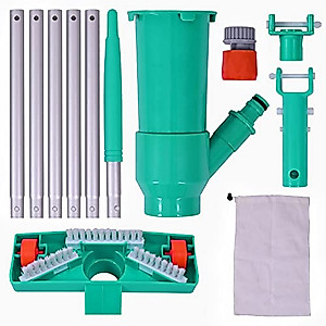 urchindj Underwater Jet Vacuum Cleaner, Portable Pool Vacuum Jet Underwater Cleaner W/Brush & 56.7" Pole, Handheld Jet Pool Vacuum for Above Ground Pool, Attach to Garden Hose