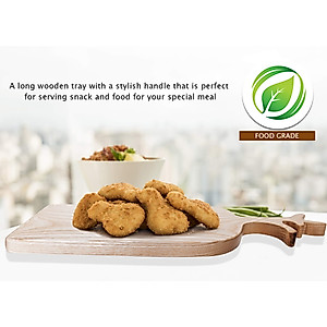 Cubicity JSC Rectangular Wood Tray with Tree Shape Handle 10 x 5.5 Inch, Kitchen Serving Plate Service Tableware Serveware Cheese Snack Platter Wooden Board Minimal Home Décor, Light Brown Ash Wood