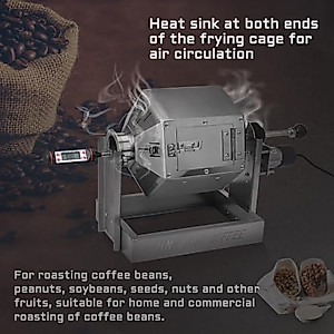 ICZW Coffee Bean Roaster with Coffee Bean Cooler Gas 3.8L Coffee Bean Baker Drum Type Stainless Steel for Home and Commercial Use