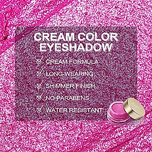 Oulac Hot Pink Glitter Eyeshadow Highly Pigmented Eye Shadow Waterproof & Long Lasting for Women with Moisturizing Smooth Formula. Multi-use for Highlighter, Shimmer Glitter Eye Makeup. Large Capacity 0.42 oz.(09)