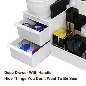 AmoVee Makeup Organizer, White Skincare Organizers on Countertop, Cosmetic Storage Organizer Fits Skincare, Lotions, Lipsticks, Nail Polish, Brushes, and Perfume, A Holiday Gift