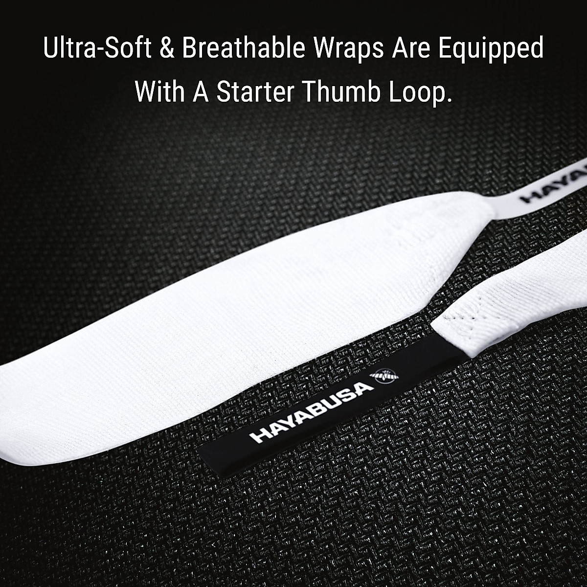 Hayabusa Gauze Boxing Hand Wraps for Men and Women Starter Thumb with Loop Hook & Loop Closure- White, 180 Inches