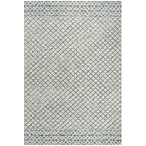 SAFAVIEH Abstract Collection Area Rug - 9' x 12', Blue & Ivory, Handmade Wool, Ideal for High Traffic Areas in Living Room, Bedroom (ABT203A)