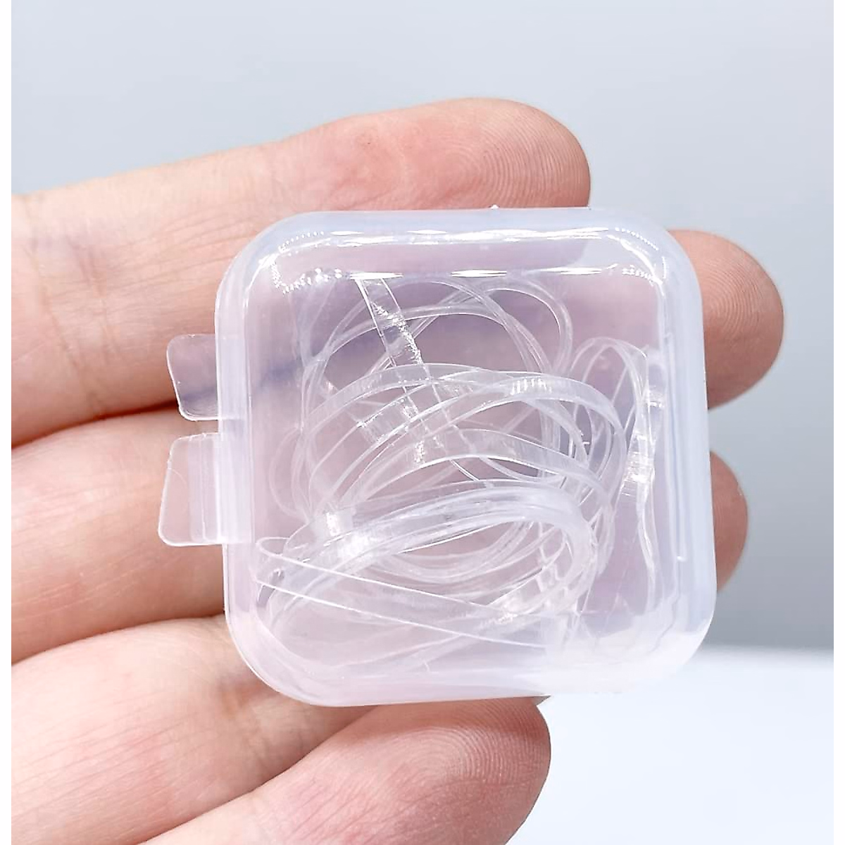 Clear Elastic Hair Bands，BEBEEPOO 2000pcs Mini Hair Rubber Bands with a big Box and a small box, Soft Hair Elastics Ties Bands 2mm in Width and 30mm in Length for Girls Kids Women