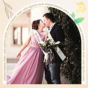 Huquary 4 Pcs Homecoming Prince and Princess Crowns with 2 Prom Court Sashes Satin Sash King Queen Costume Accessories Prom Favors for Graduation Men Women Adult Crown School Party Costume Birthday