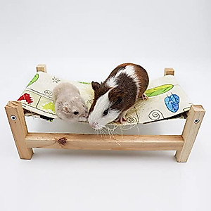 Dnoifne Reptile Hammock Swing Hanging Bed, Wooden Lizard Bed, Reptile Summer Bed for Bearded Dragon Leopard Gecko Lizard