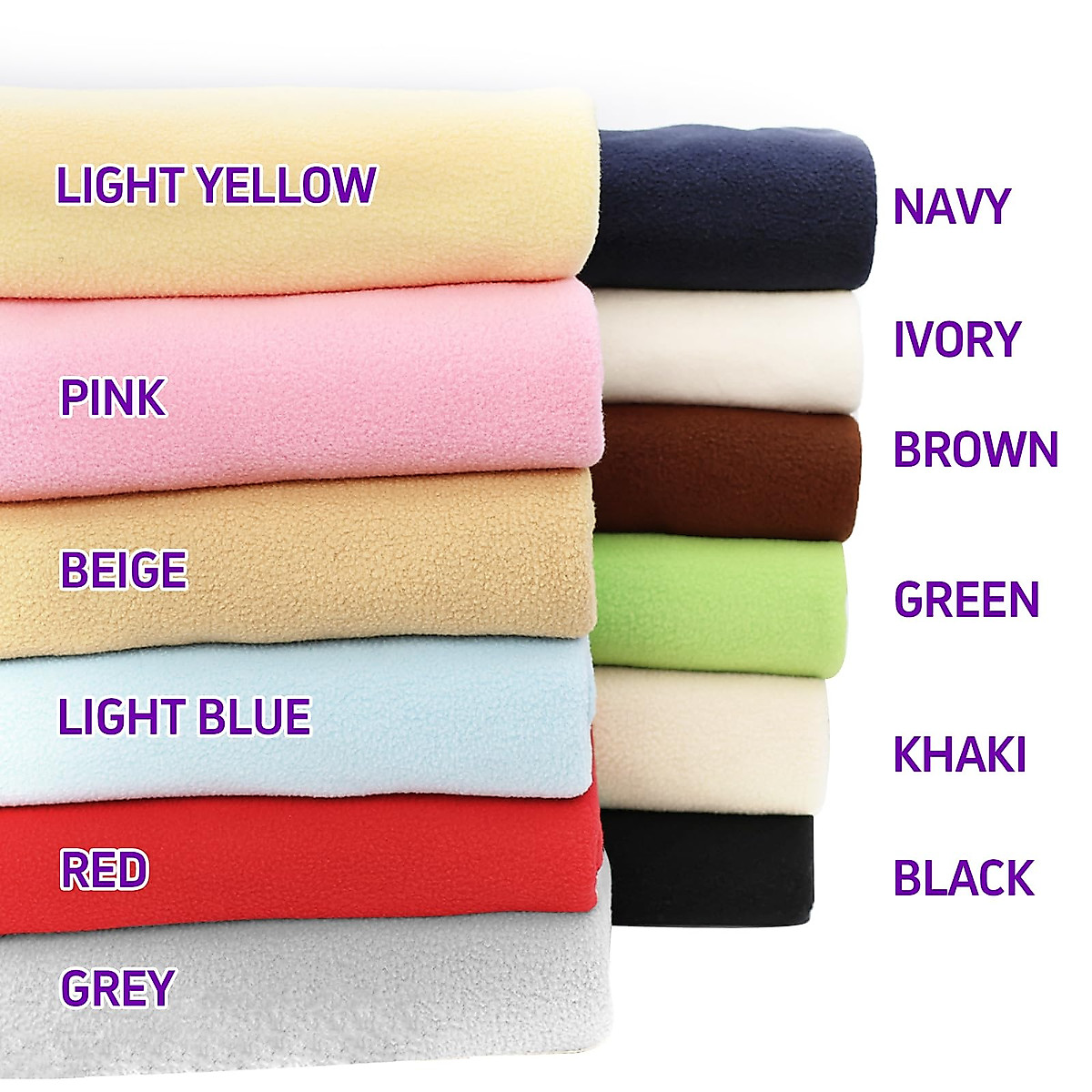 12PCS Solid Color Knitted Polar Fleece Fabric | 20''x20'' | Anti Pill Fabric Patchwork Polyester Plush Fleece Cloth for Sewing, Toys, Throw Blankets, PJ Pants, Booties, Eye Mask
