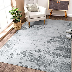 GarveeHome 8x10 Area Rug Modern Abstract Machine Washable Area Rug for Living Room Contemporary Throw Carpet Non-Slip Stain Resistant Accent Rug Floor Cover for Home Decor, Grey