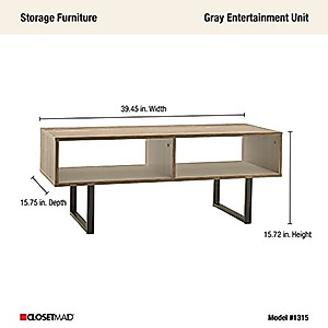 ClosetMaid 1315 Rectangular Wood Coffee Table with Storage Shelves, Gray