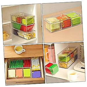 Box Stackable Storage Box Storage Cubes with Lid Organizer with Lid Beverage Bags Holder Tea Box for Tea Bags Tea Box Storage Organizer Tea Holder Box Divided Tea Bag Box Tea Chest