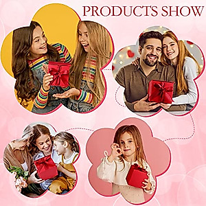 12 Pcs 4 In Small Gift Box with Lid, Ribbon Bow and Shredded Filler Gift Wrapping Paper Box for Weddings, Graduations, Birthday, Christmas, Bridesmaid Proposal Gifts (Red)