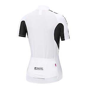 NUCKILY Women's Cycling Jersey Short Sleeve with 3 Pockets Bike Bicycle Clothing Biking Riding Shirts Cycle Wear White