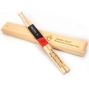 Personalized Custom Drum Sticks + Optional Gift Box - 5A Size | Design A Truly Unique Present | Laser Engraved